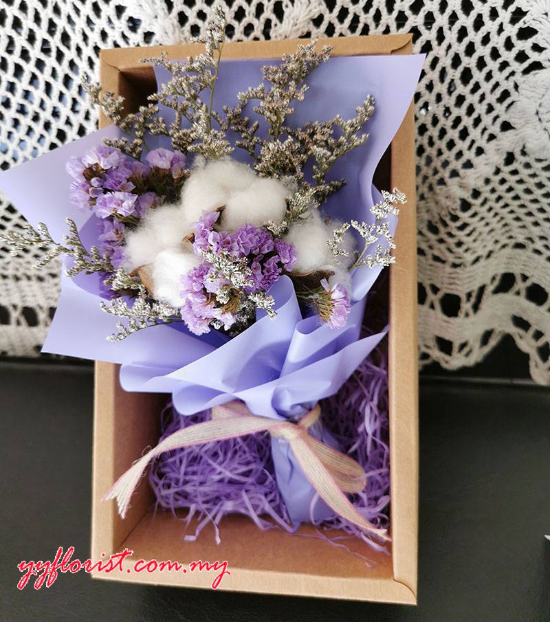 Cotton Static Mini Bouquet | Flower box gift set | Kepong florist