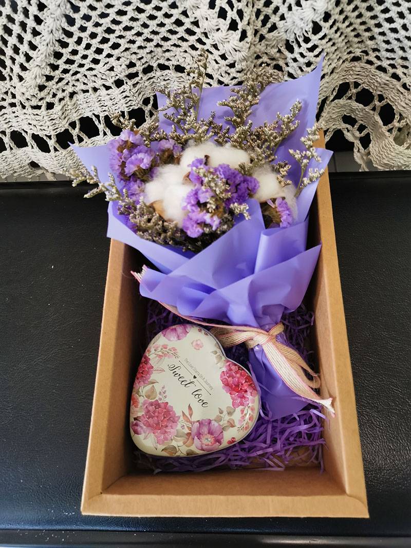 Cotton Static Mini Bouquet | Flower box gift set | Kepong florist